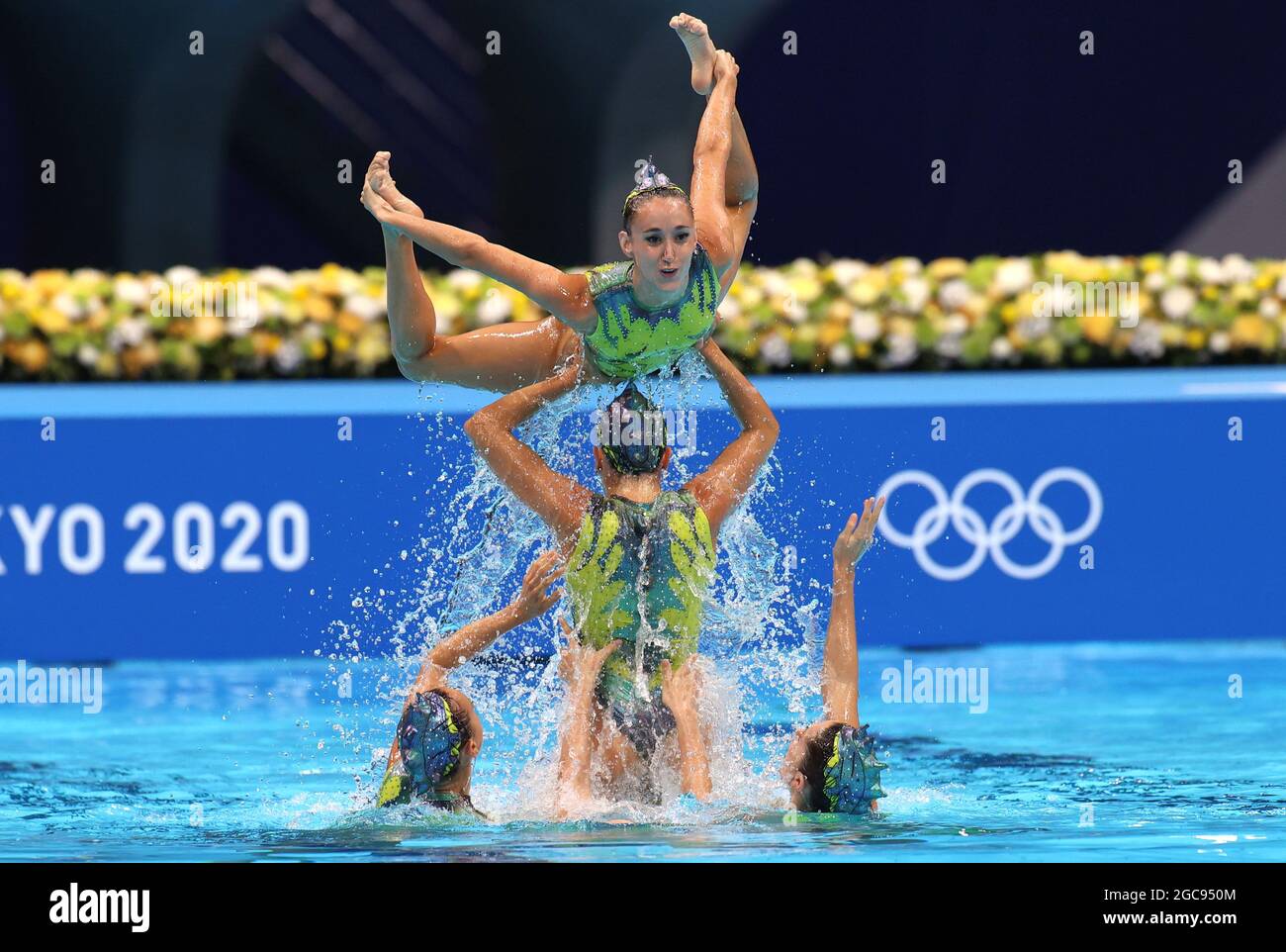 Tokyo, Japan. 7th Aug, 2021. Team Spain compete during the team free ...