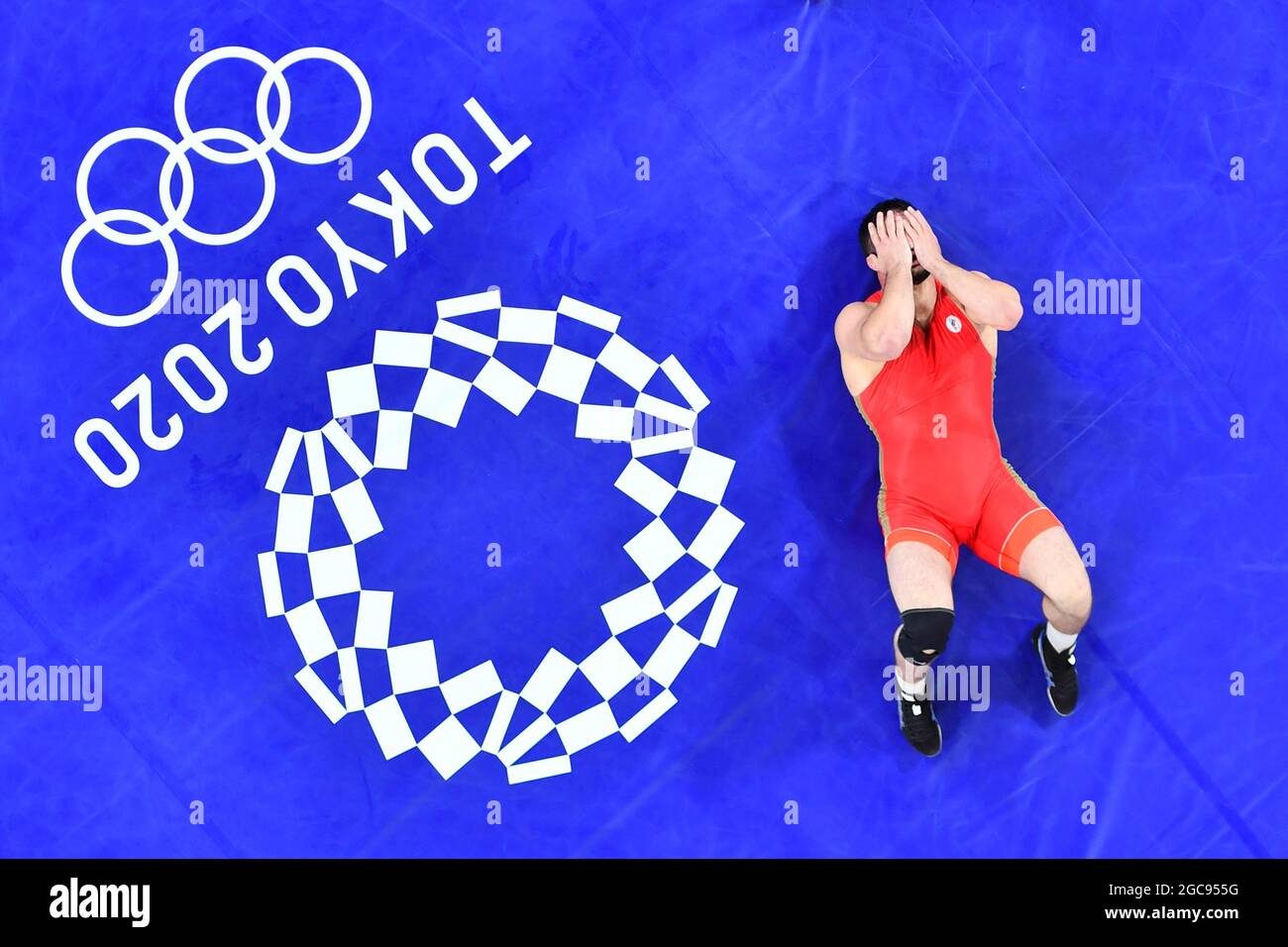 Tokyo, Japan. 7th Aug, 2021. Abdulrashid Sadulaev of ROC reacts after ...