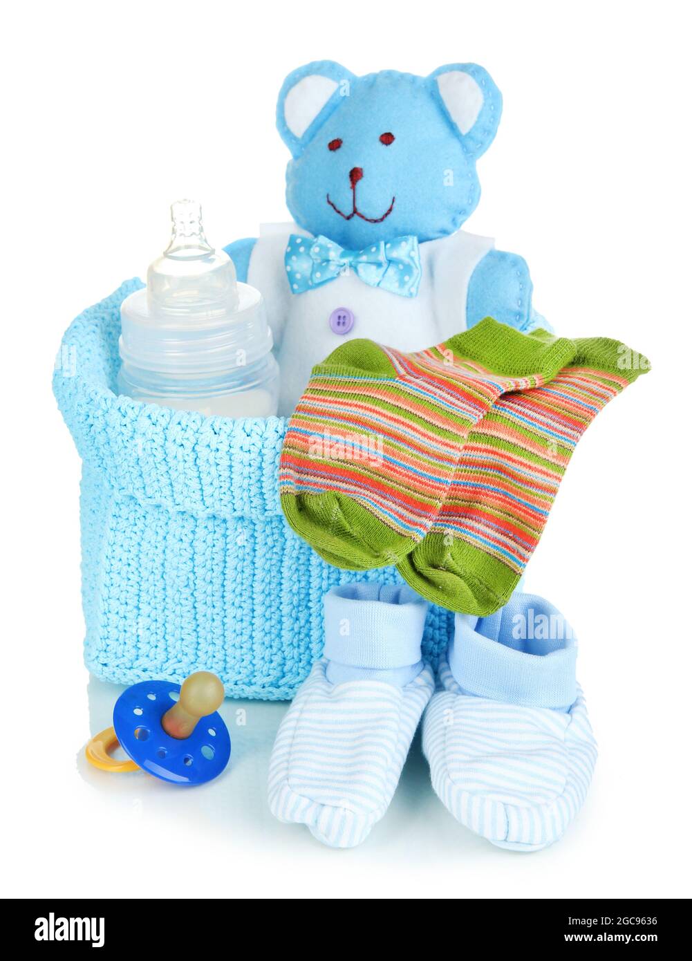 Baby accessories isolated on white Stock Photo - Alamy