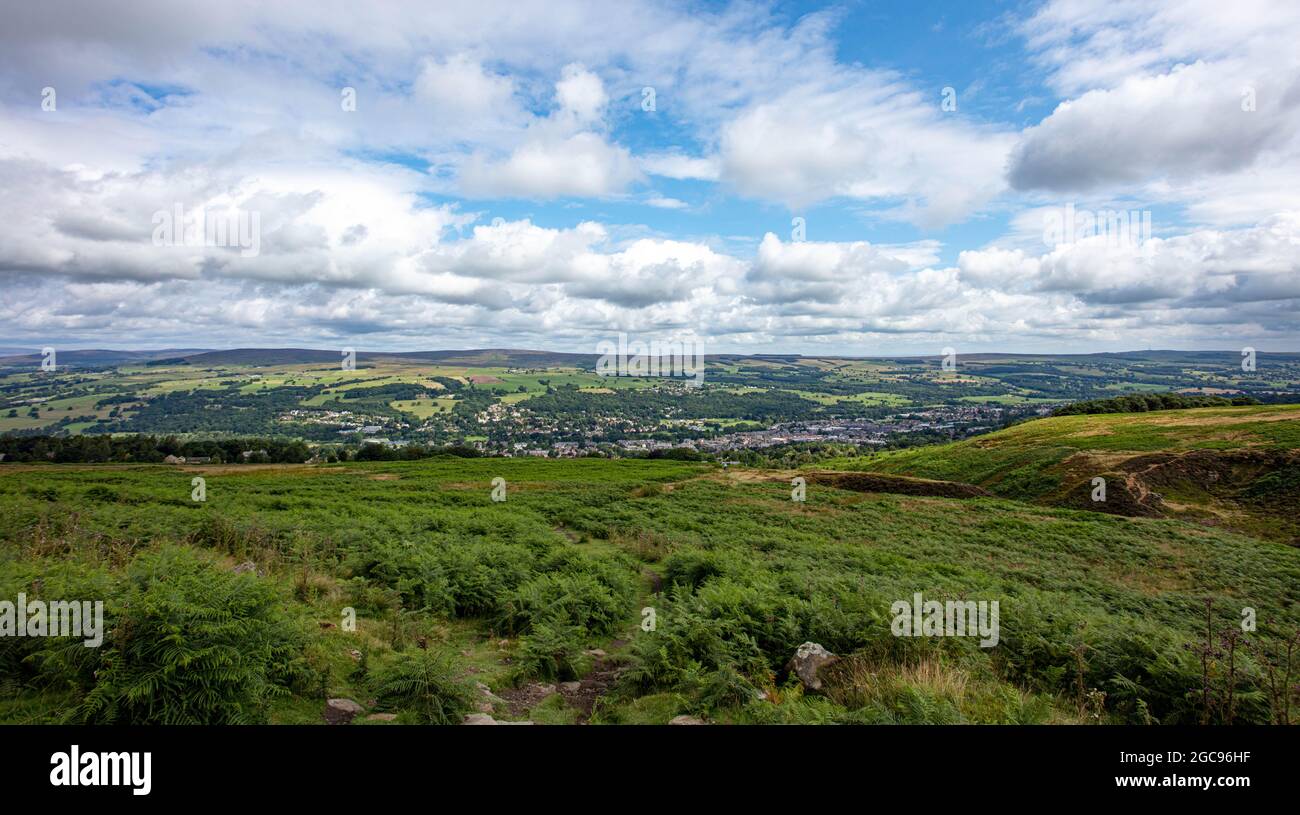 An Elevated view of Ilkley West Yorkshire from the Moor Stock Photo - Alamy