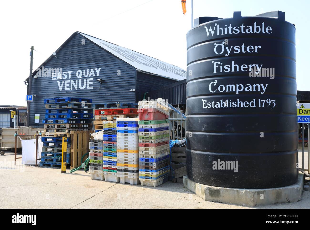 Whitstable Oyster Fishery Company at East Quay venue, in north Kent, UK ...
