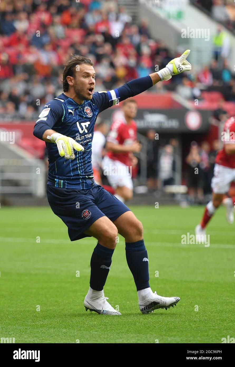 Blackpool's goalkeeper Chris Maxwell during the Sky Bet Championship ...