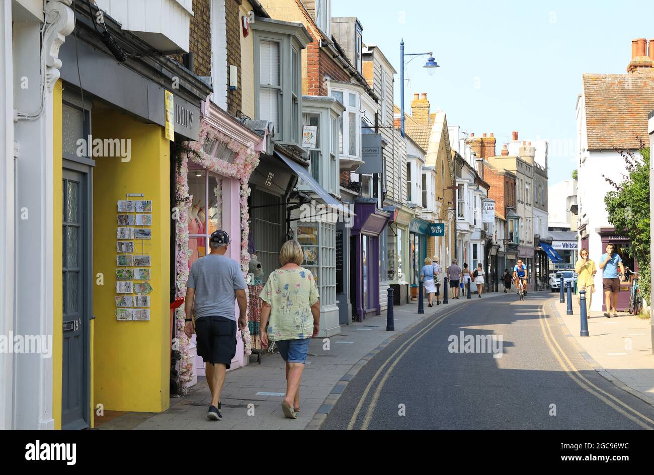 Independent shops on pretty Harbour Street, in coastal Whitstable, in ...