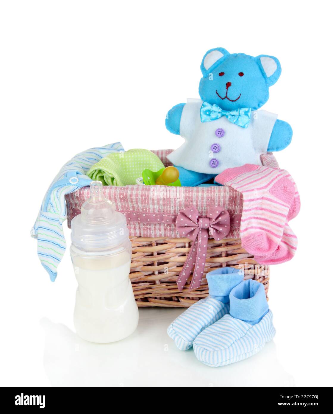 Baby accessories isolated on white Stock Photo - Alamy