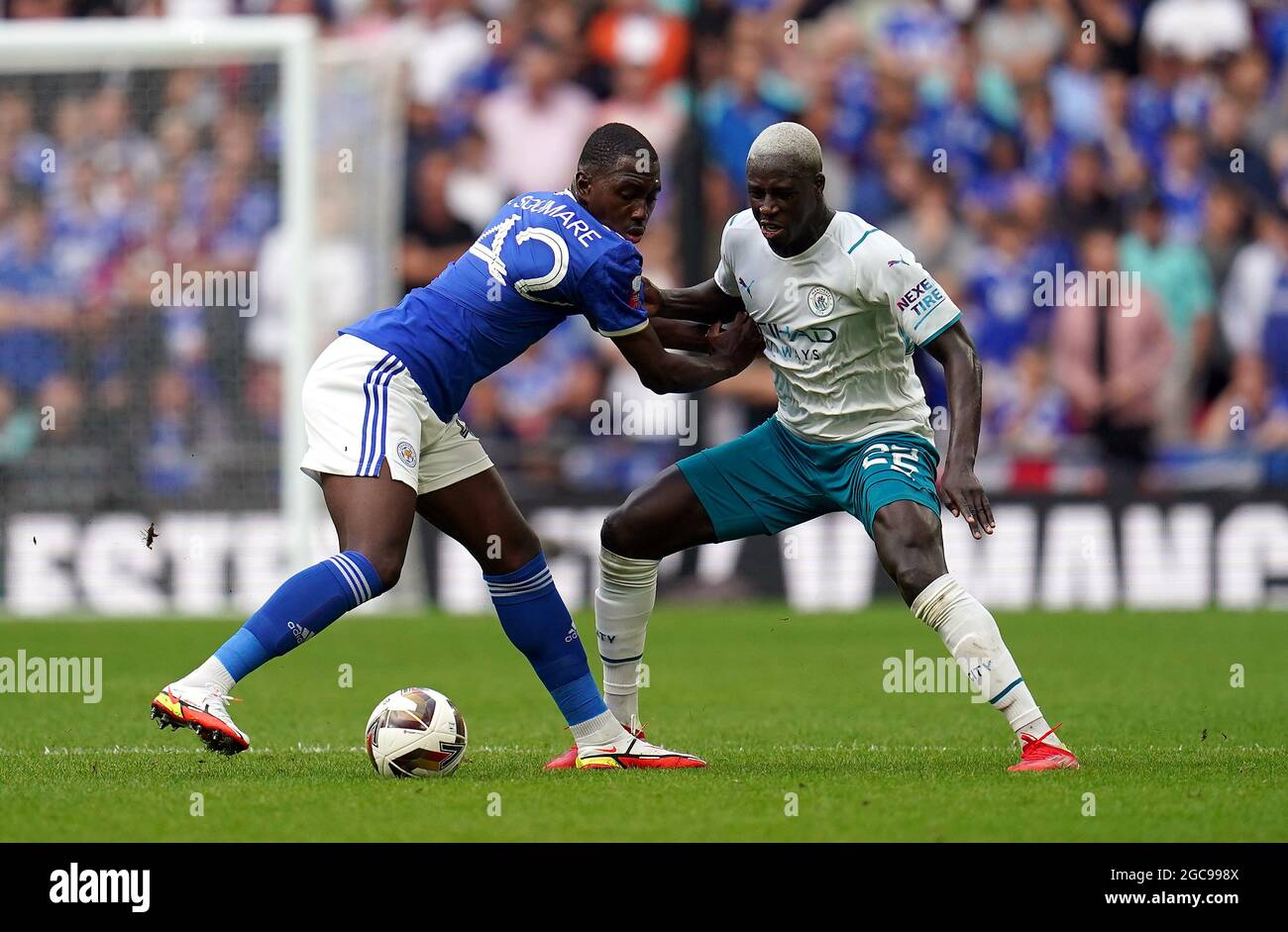 Leicester City's Boubakary Soumare (left) and Manchester City's ...
