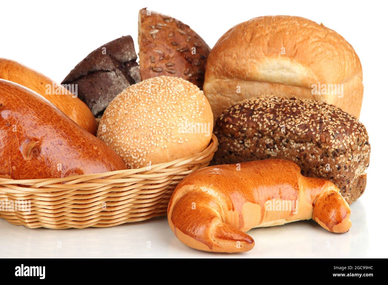 Variety of bread isolated on white Stock Photo - Alamy