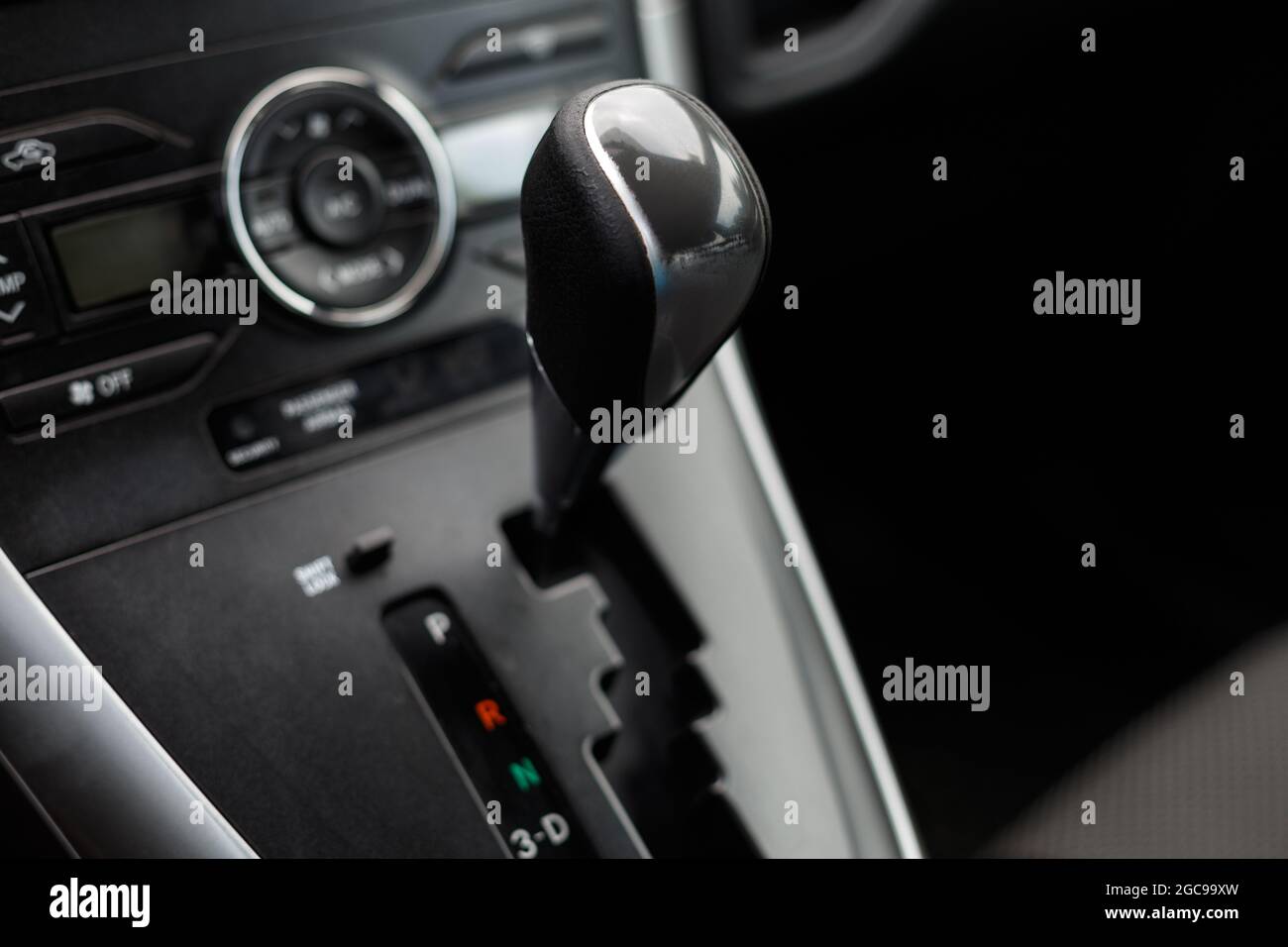 Automatic transmission car, detail of modern car interior, close up ...