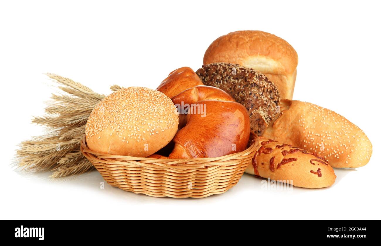 Variety of bread isolated on white Stock Photo - Alamy
