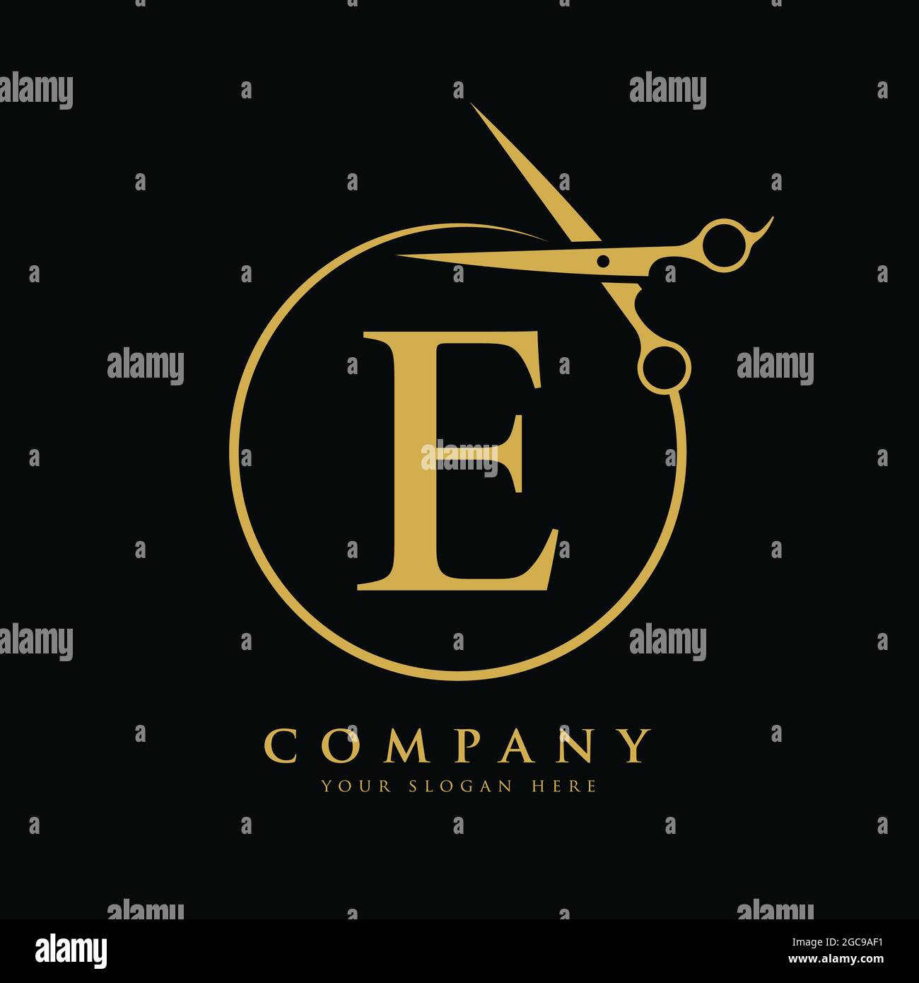 Initial Scissors Letter E Logo Design vector Template. Abstract Circle ...