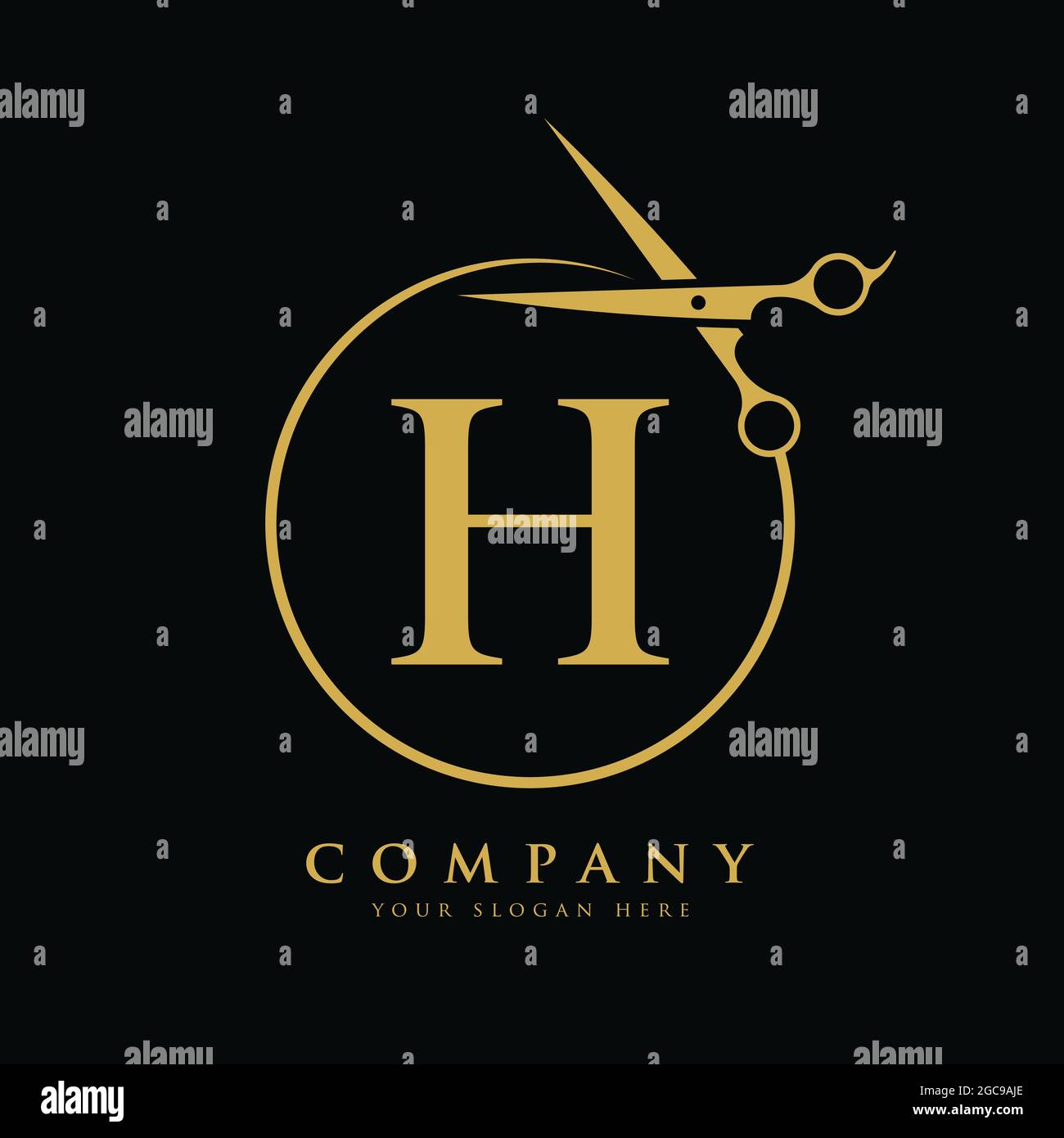 Initial Scissors Letter H Logo Design vector Template. Abstract Circle ...