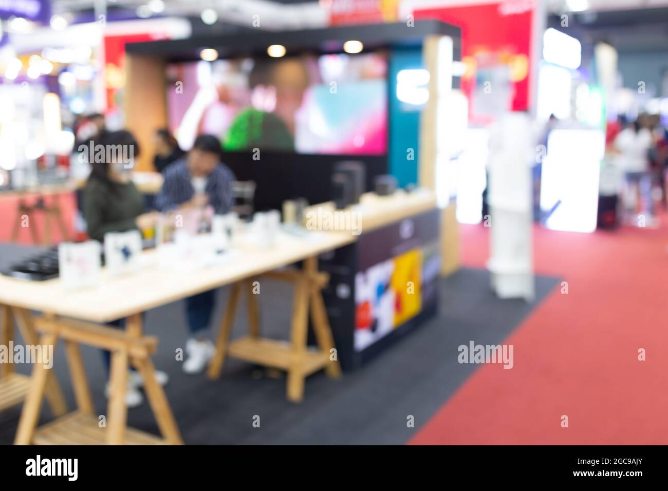 Abstract blur people in exhibition hall event trade show expo ...