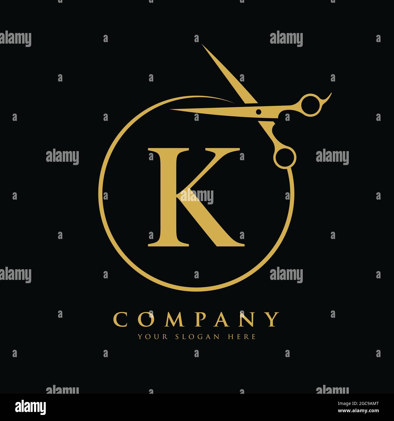 Initial Scissors Letter K Logo Design vector Template. Abstract Circle ...