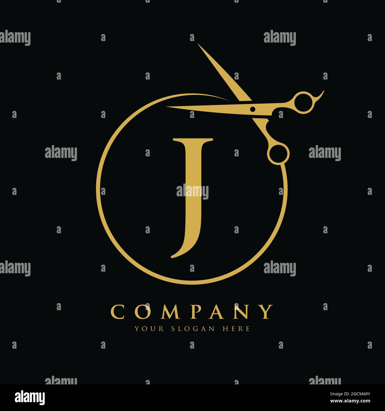 Initial Scissors Letter J Logo Design vector Template. Abstract Circle ...