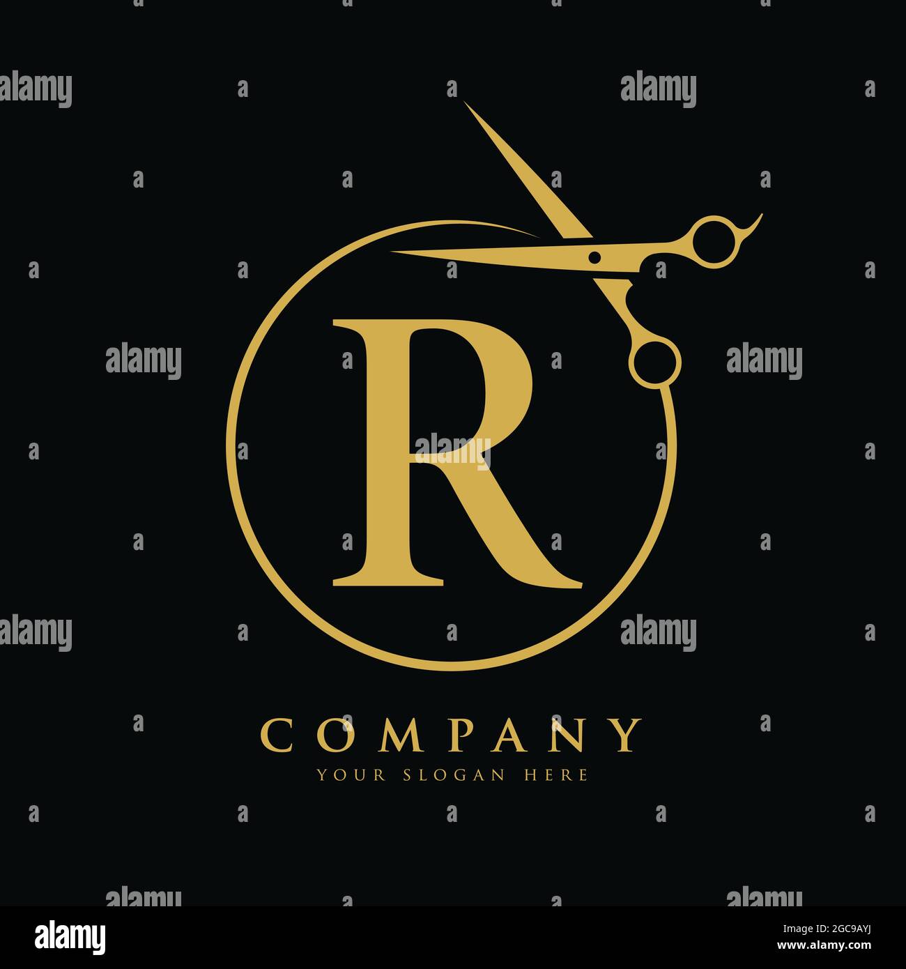 Initial Scissors Letter R Logo Design vector Template. Abstract Circle ...