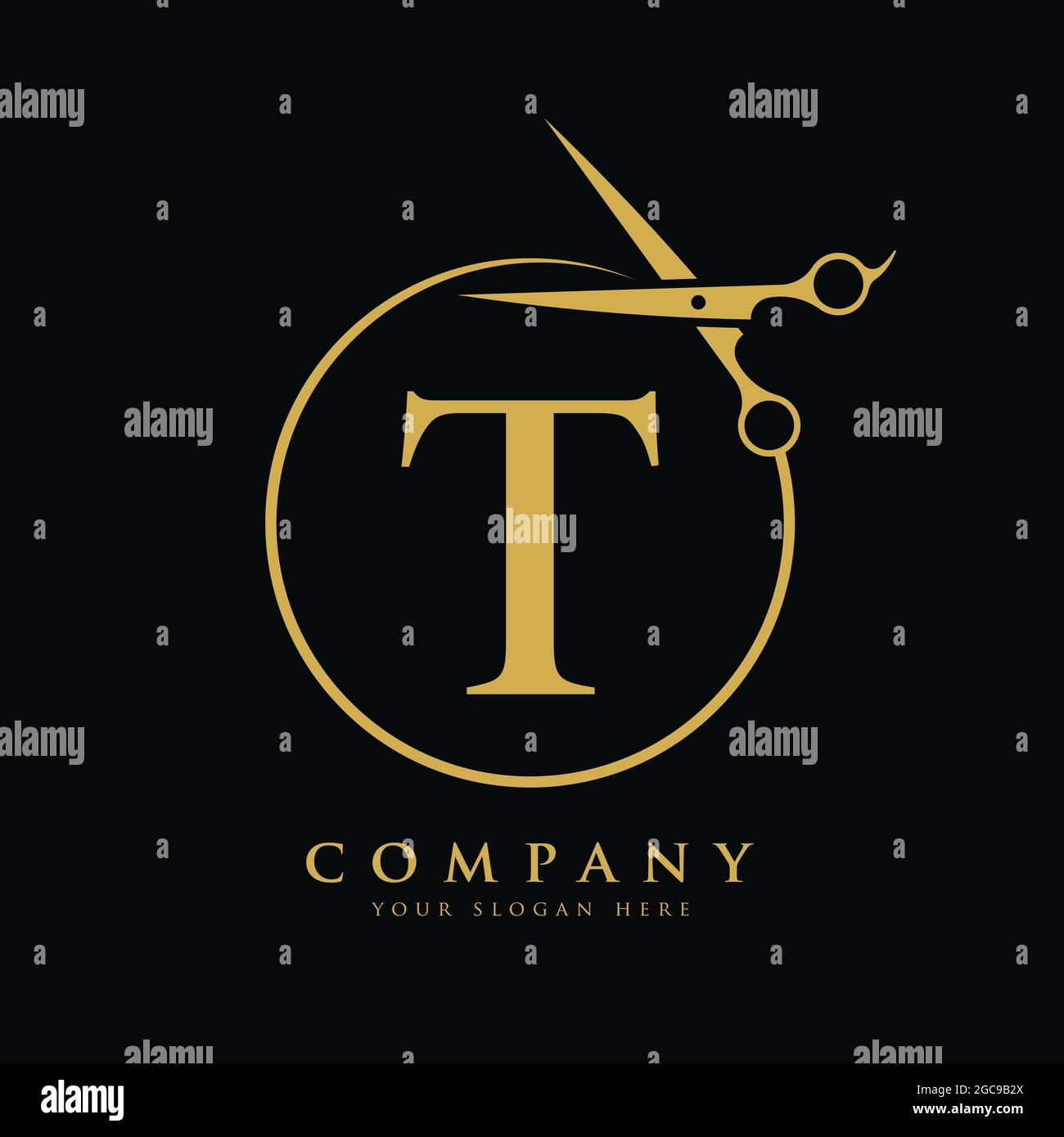 Initial Scissors Letter T Logo Design vector Template. Abstract Circle ...