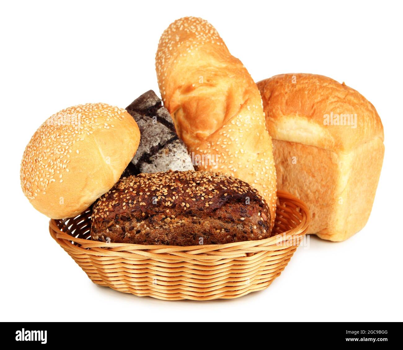 Variety of bread isolated on white Stock Photo - Alamy