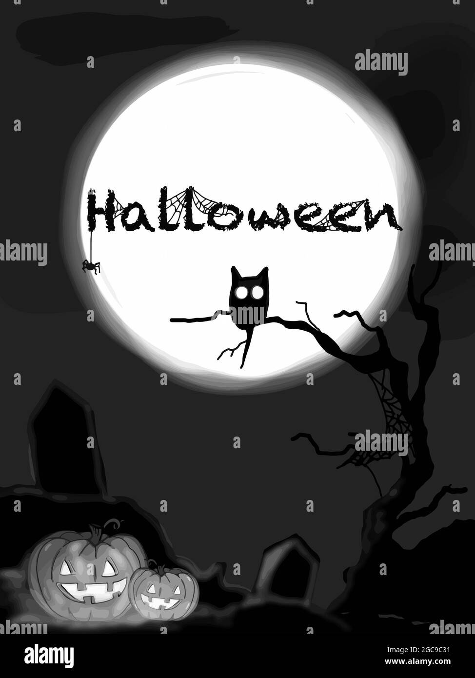 Scary halloween banner old Black and White Stock Photos & Images - Alamy