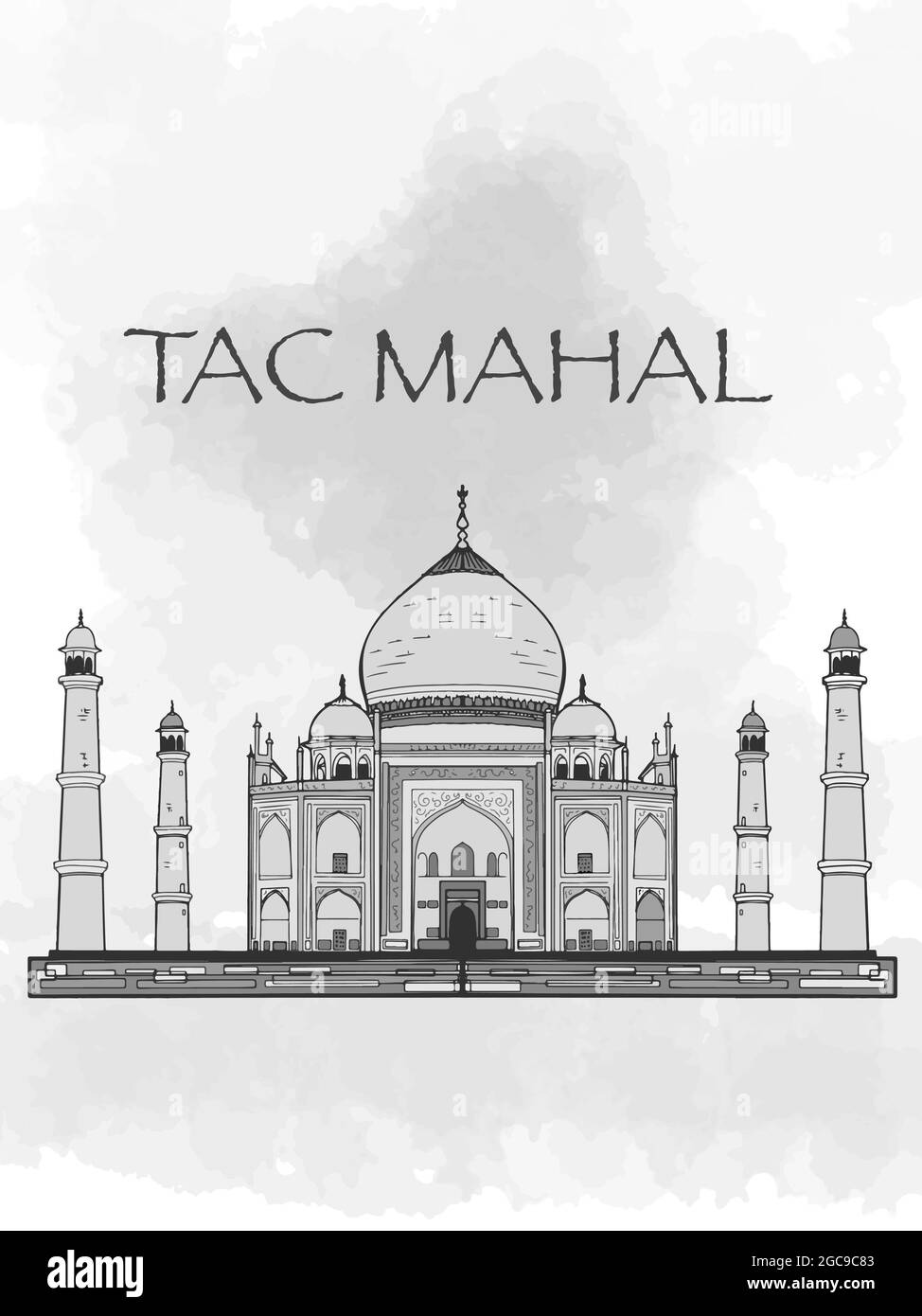 tac mahal illustration drawing grey colors Stock Photo - Alamy