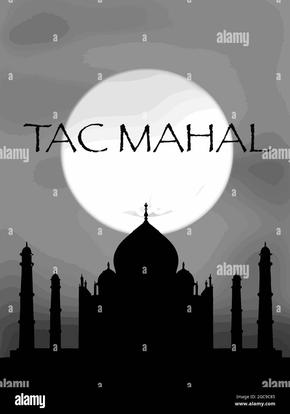 tac mahal illustration drawing grey colors Stock Photo - Alamy