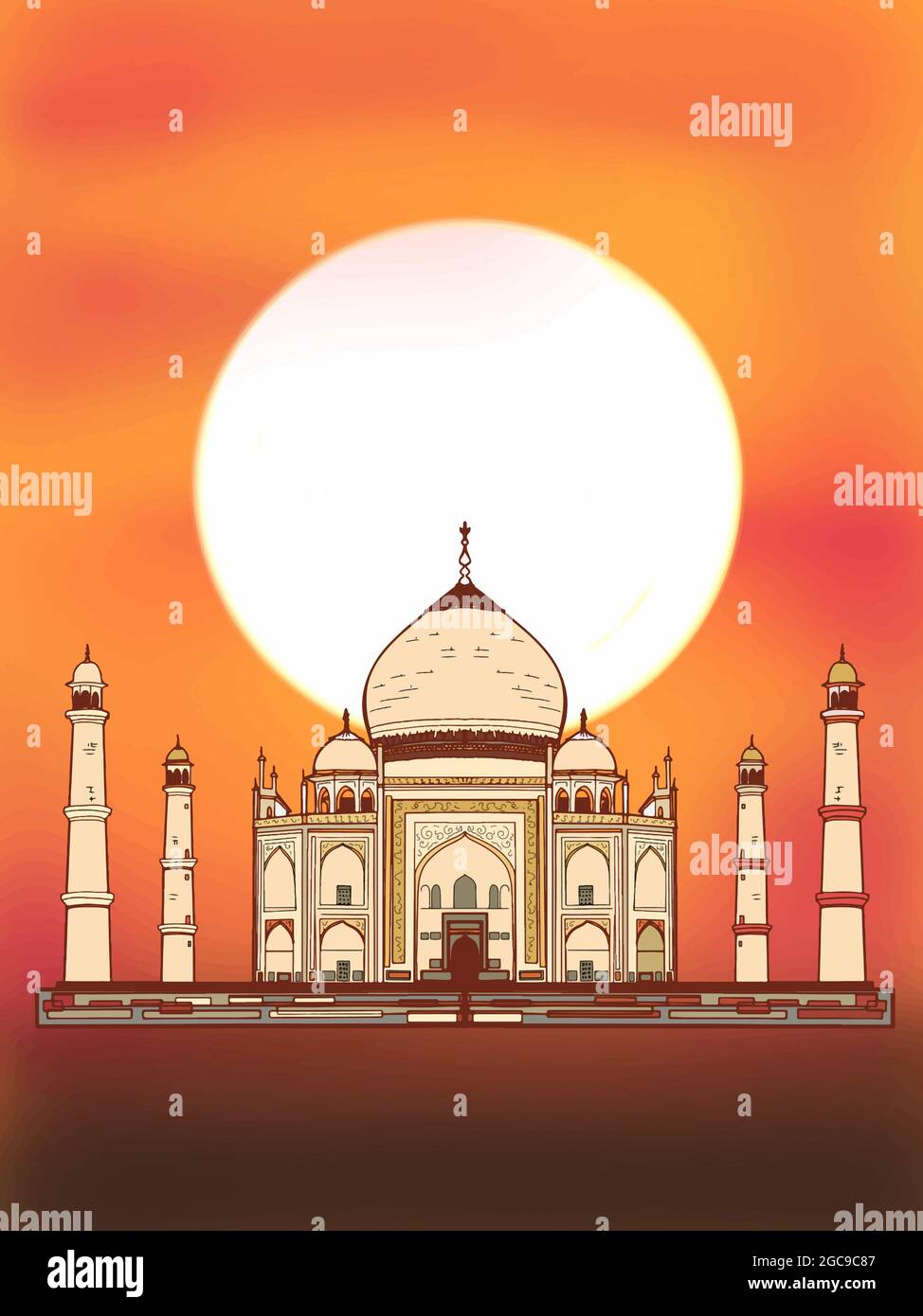 tac mahal illustration drawing grey colors Stock Photo - Alamy