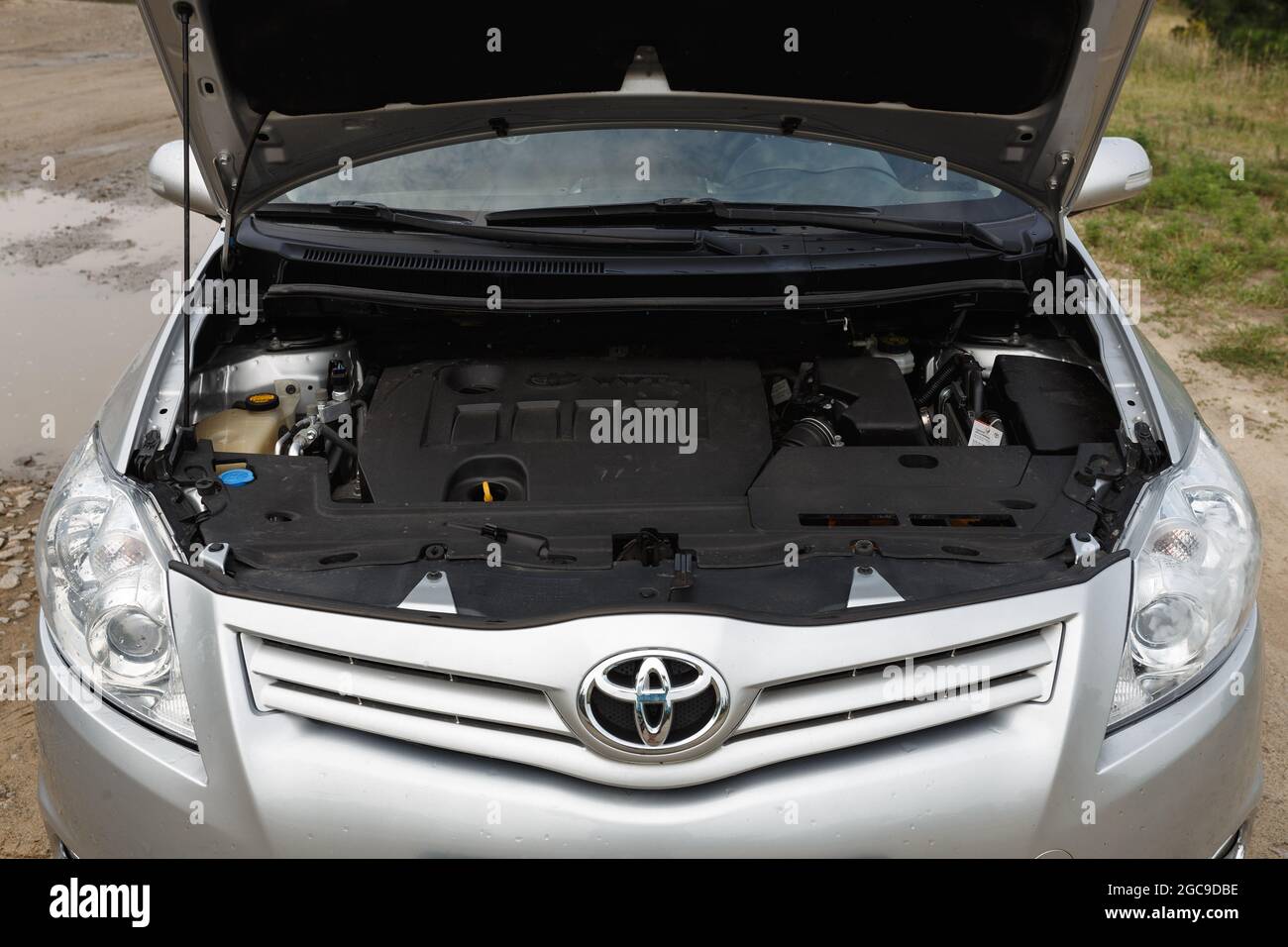 Dnipro, Ukraine - July 30, 2021: Toyota Auris 2012 silver color with ...