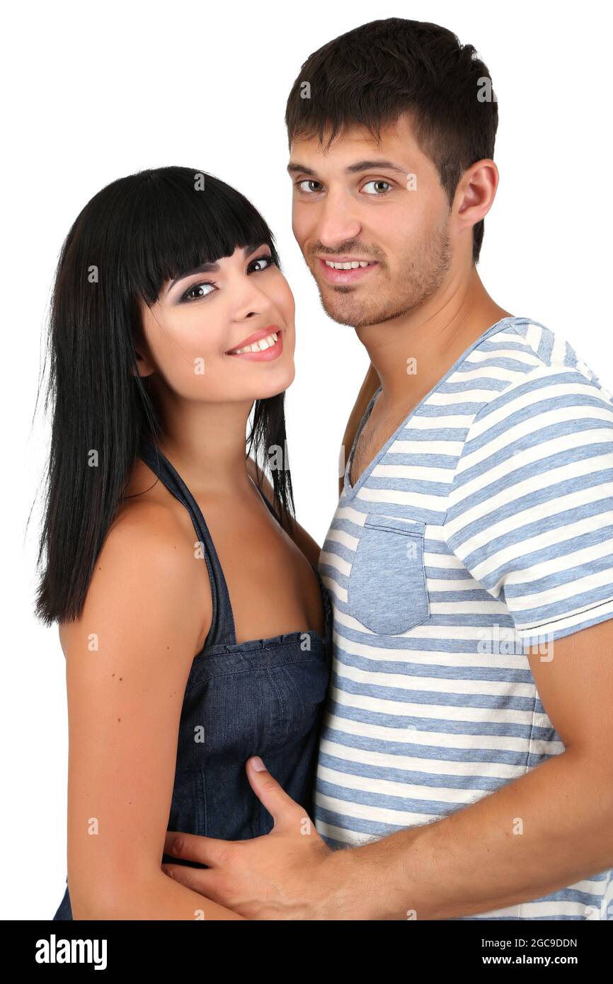 Beautiful loving couple together isolated on white Stock Photo - Alamy