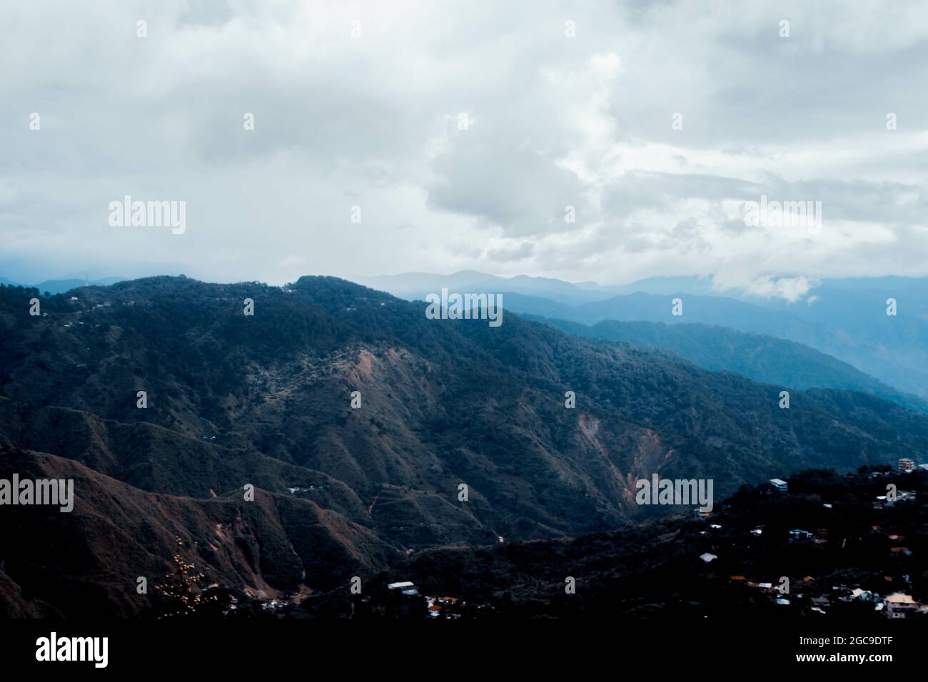 BAGUIO, PHILIPPINES - Dec 18, 2017: An aerial shot of the mountain view ...