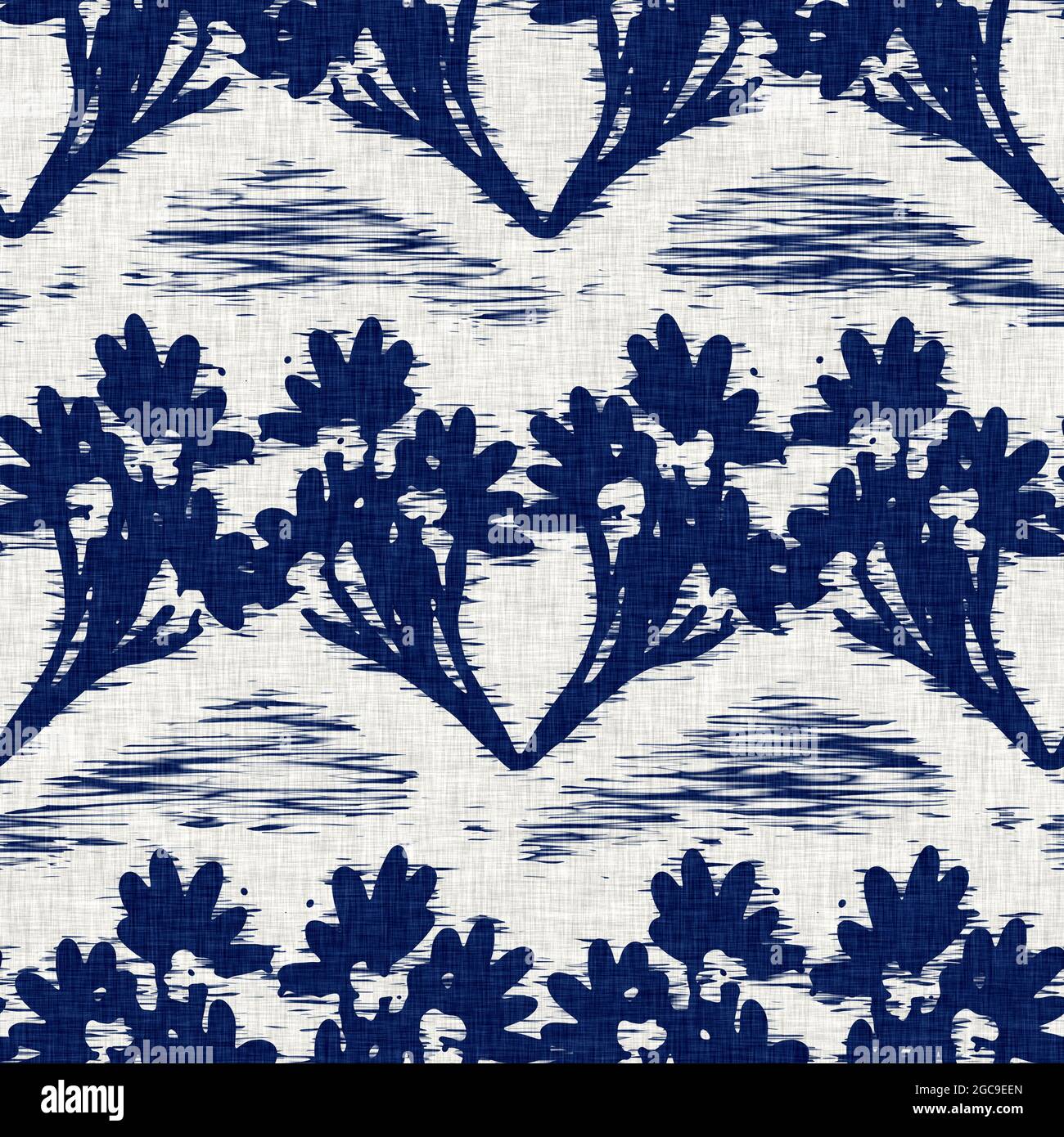 Indigo dyed fabric flower pattern texture. Seamless textile fashion ...