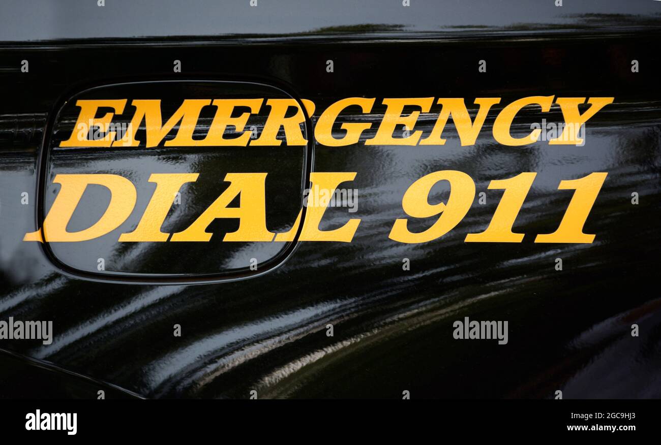 A police car with "Dial 911" on its side in Santa Fe, New Mexico Stock ...