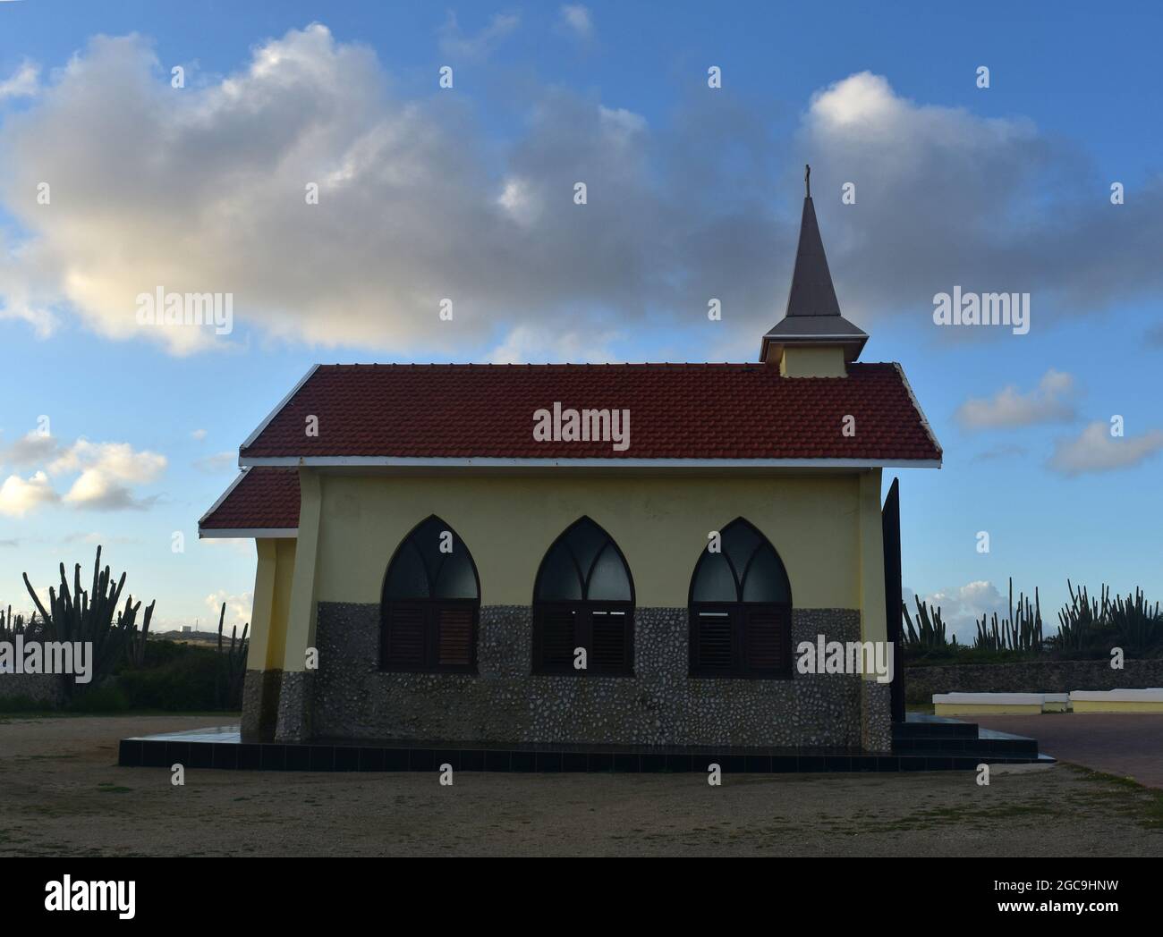 View of the side of Alto Vista Chapel in Aruba Stock Photo - Alamy