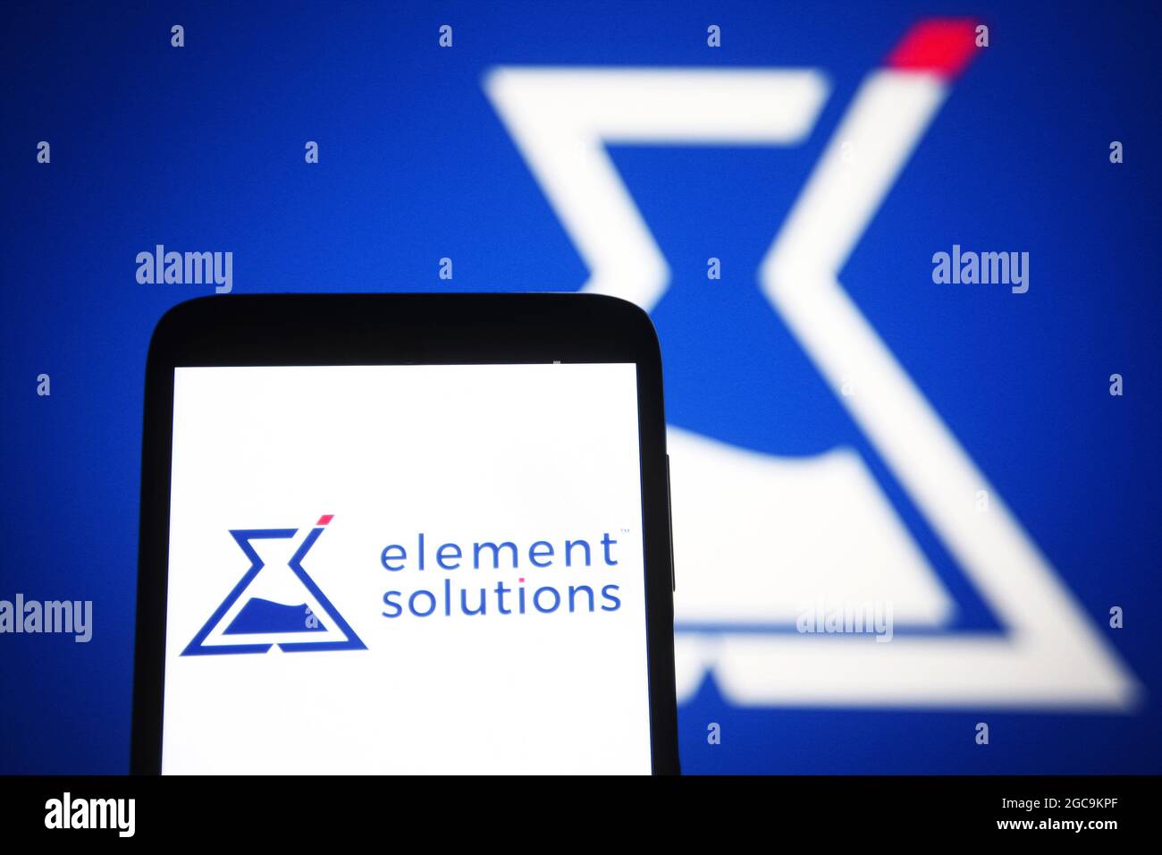 In this photo illustration an Element Solutions Inc logo is seen on a ...
