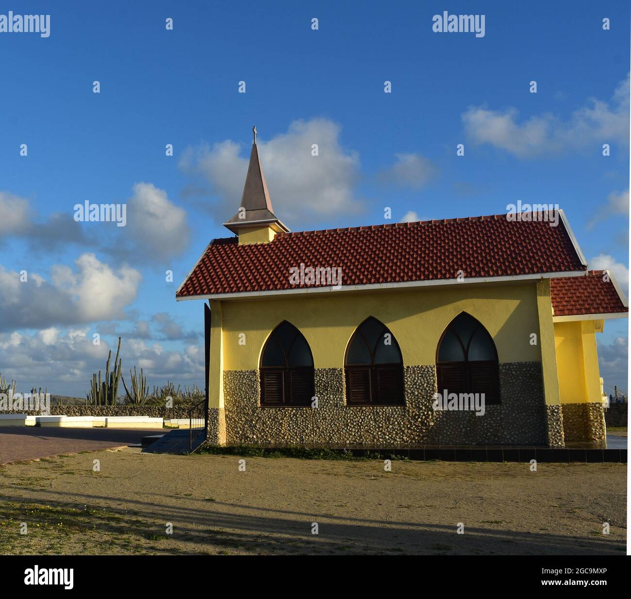 Beautiful view of the Pilgrim's Church in Aruba Stock Photo - Alamy