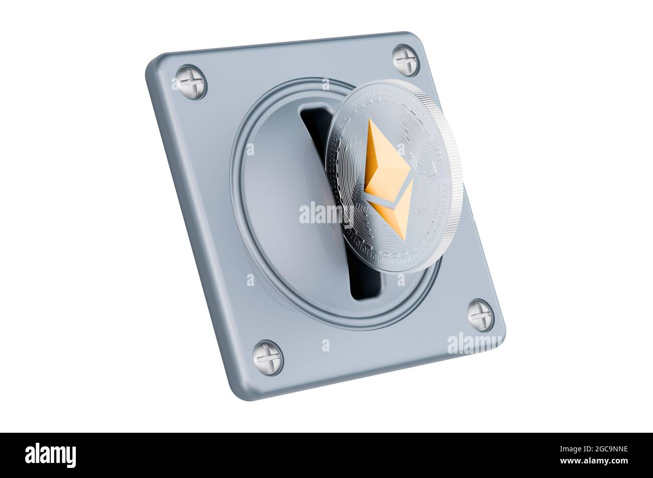 Coin Acceptor with ethereum, 3D rendering isolated on white background ...