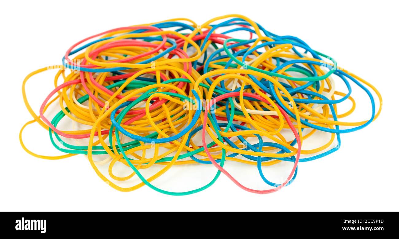 Colorful rubber bands isolated on white Stock Photo - Alamy
