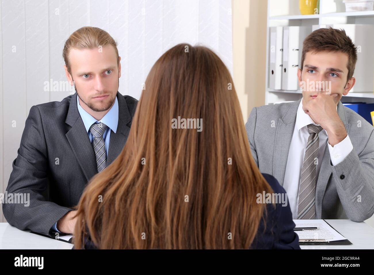 Job applicants having interview Stock Photo - Alamy