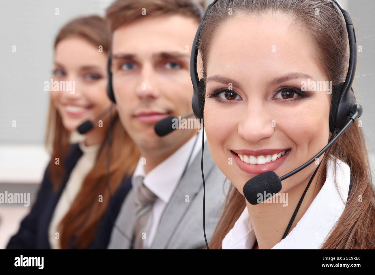 Call center operators at work Stock Photo - Alamy
