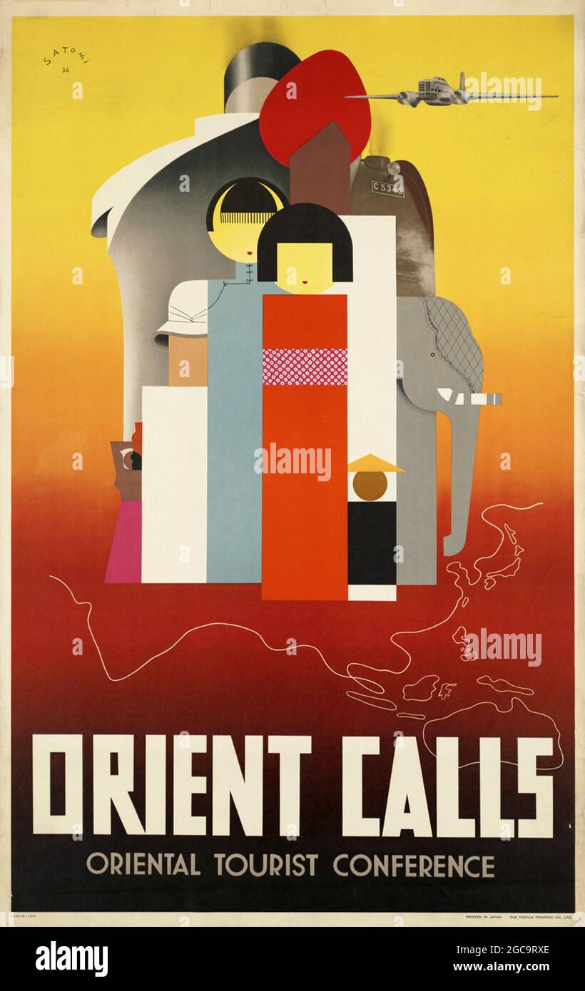 An vintage travel poster for the Orient (Far East Stock Photo - Alamy