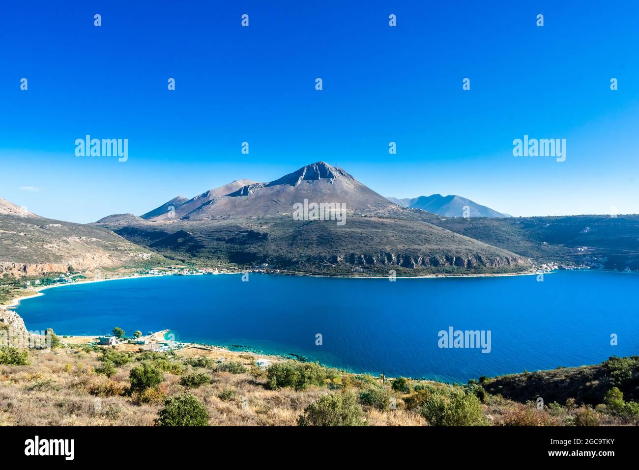 Remote bay with beautifoul beach at peninsula of Mani, Peloponnese ...