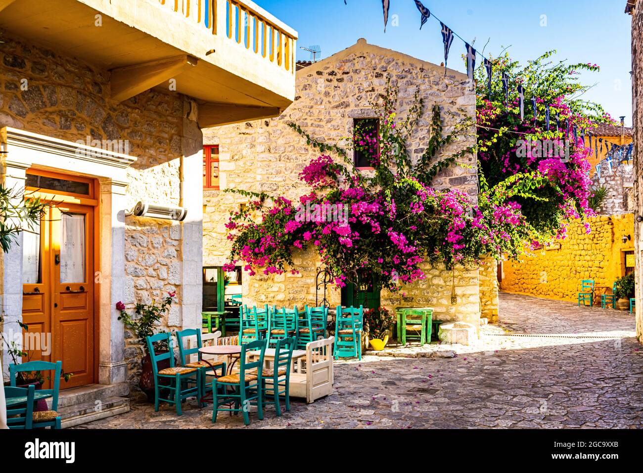 Areopoli, the traditional village of Mani in Peloponnese Greece Stock ...