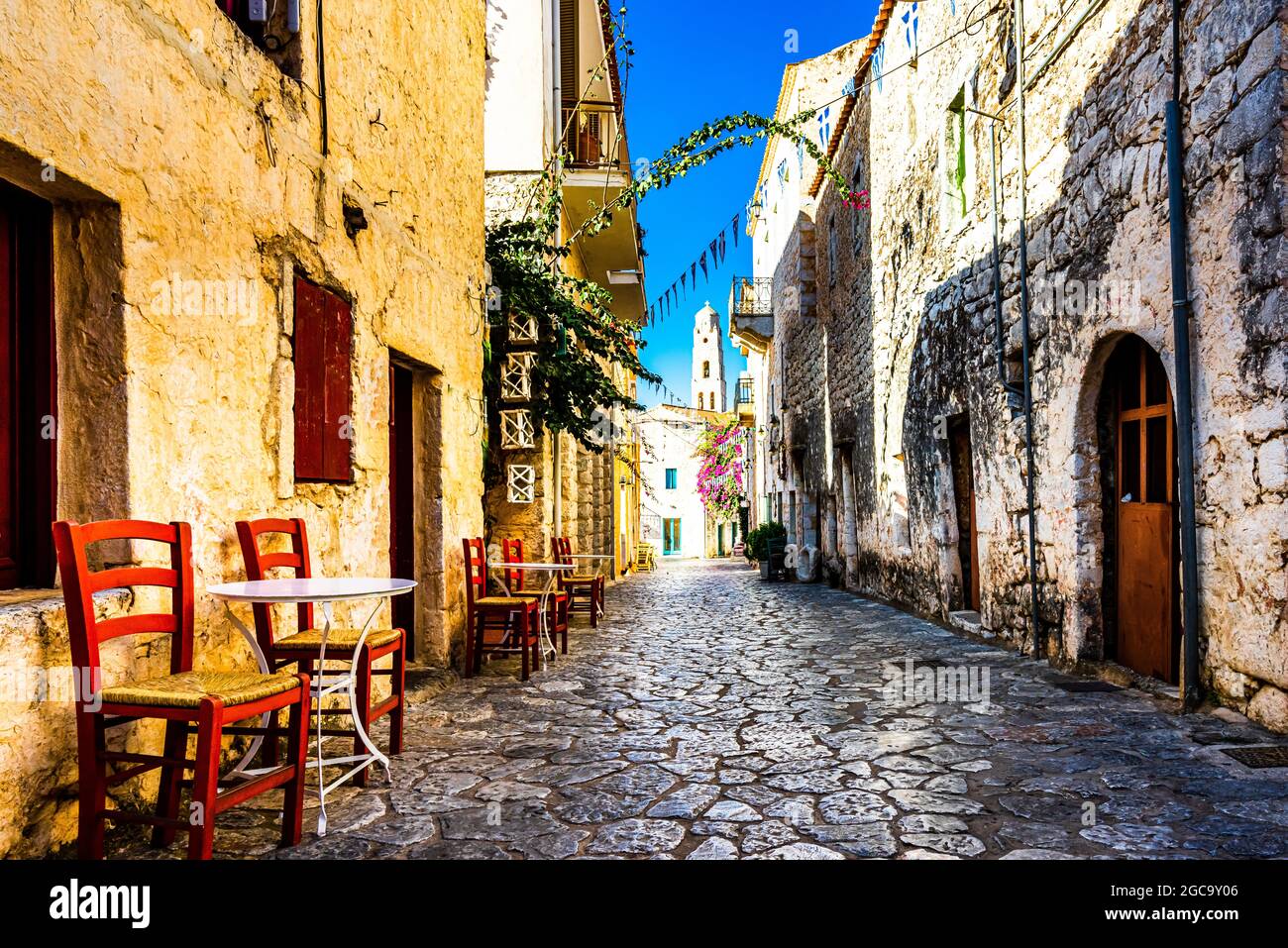 Areopoli, the traditional village of Mani in Peloponnese Greece Stock ...