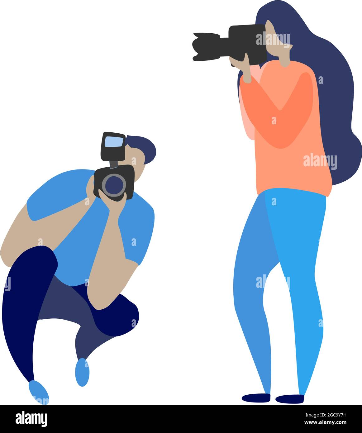 Female amateur photographer taking pictures Stock Vector Images - Alamy