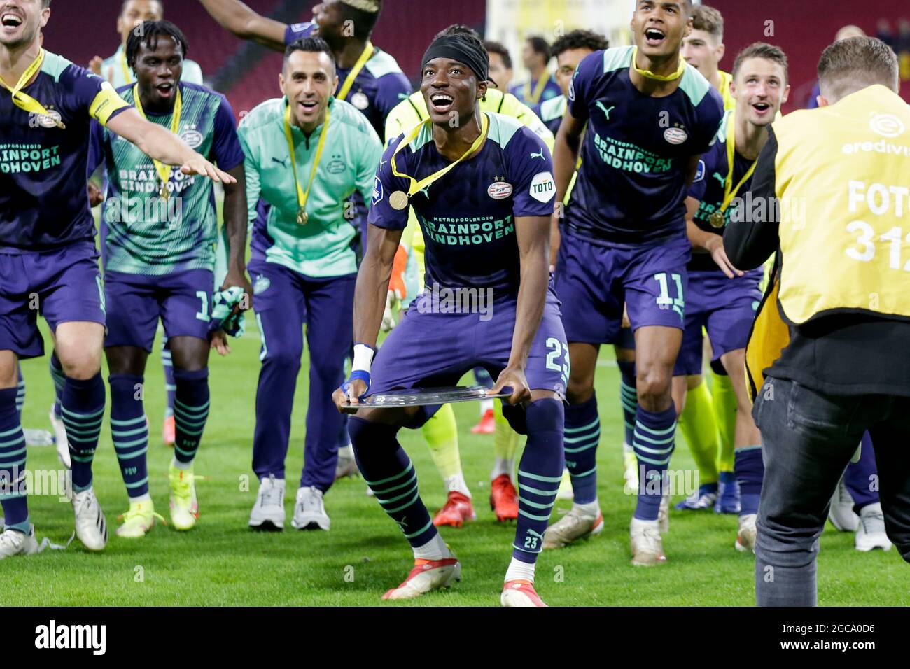 AMSTERDAM, NETHERLANDS - AUGUST 7: Noni Madueke of PSV during the Johan ...