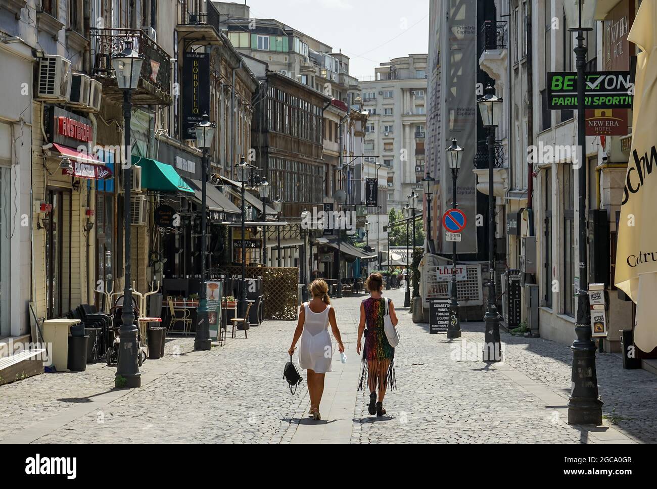 Bucharest, Romania - August 02, 2021: Selari Street, an old-style ...