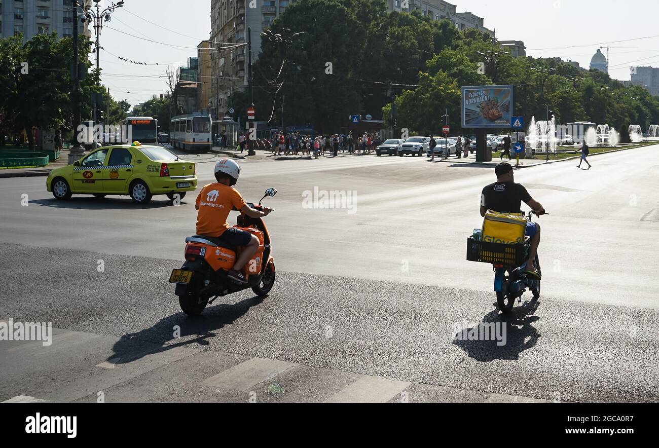 Bucharest, Romania - July 30, 2021: Takeaway and Glovo food delivery ...