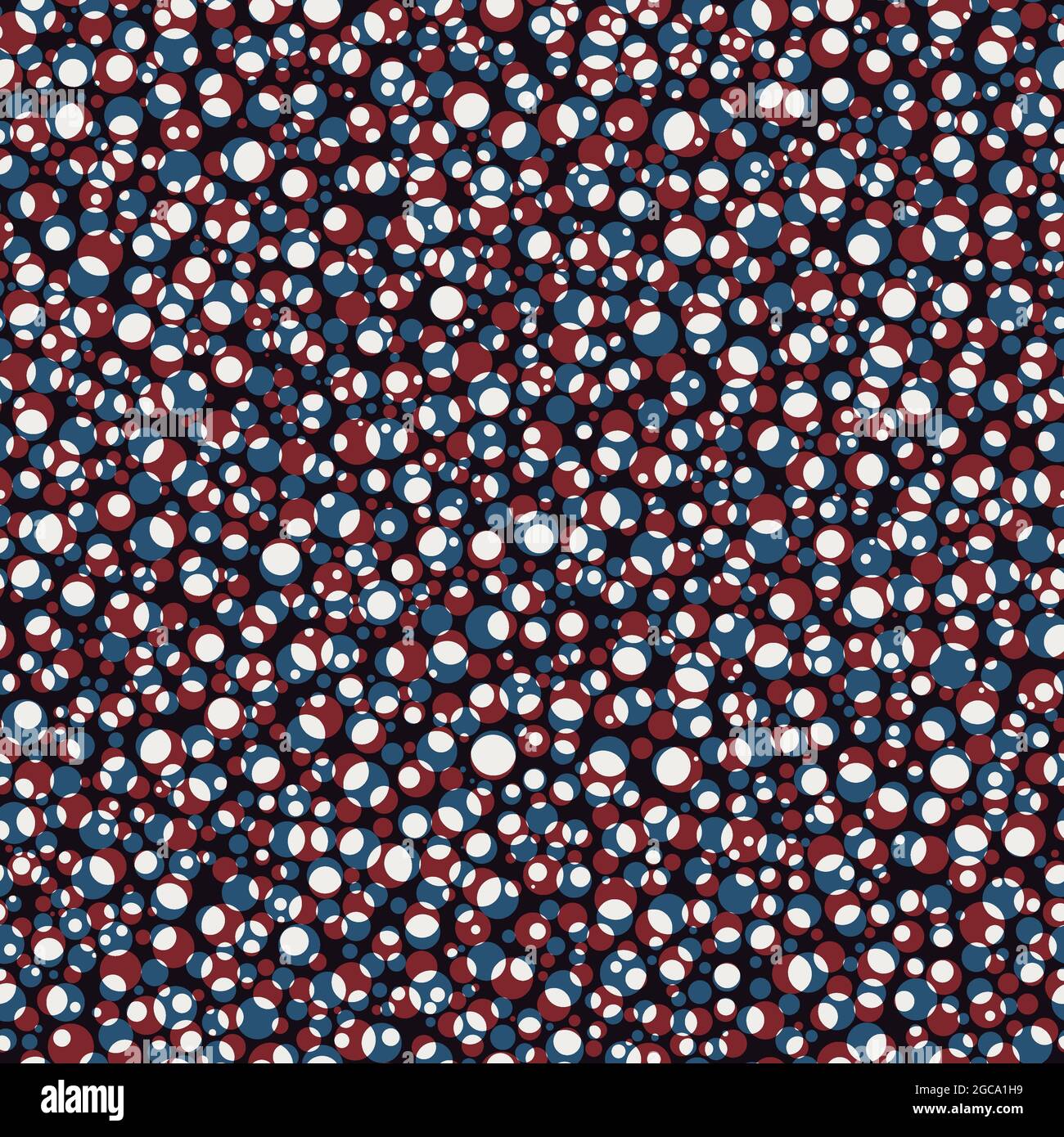 Seamless red and blue overlay circles and shapes pattern for surface ...