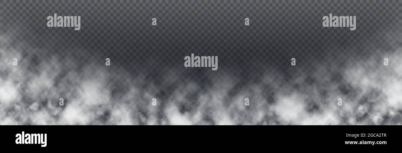 Smoke wide banner. Realistic fog on transparent backdrop. White mist ...