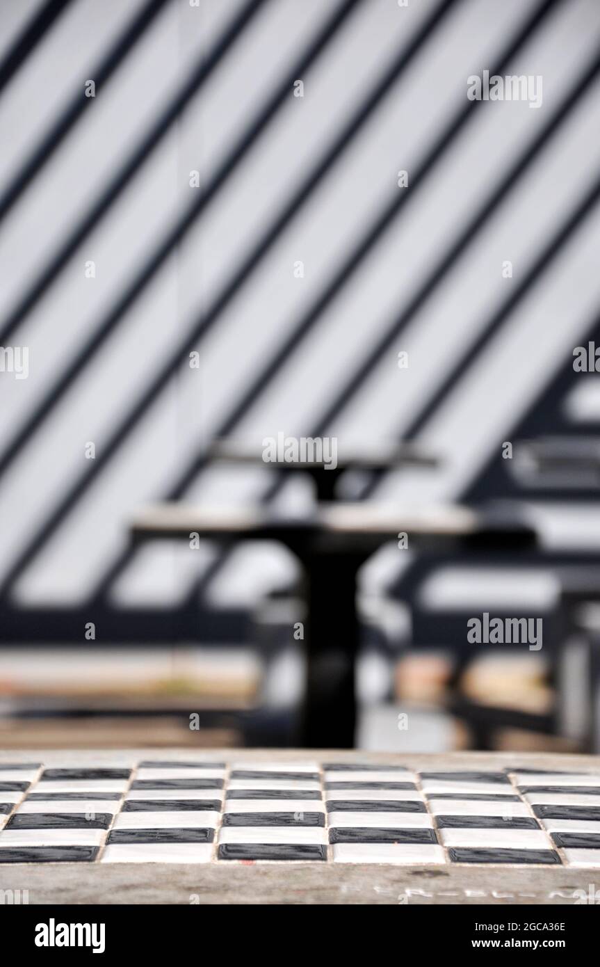 Geometrically shaped chess tables in a square in Buenos Aires Stock ...
