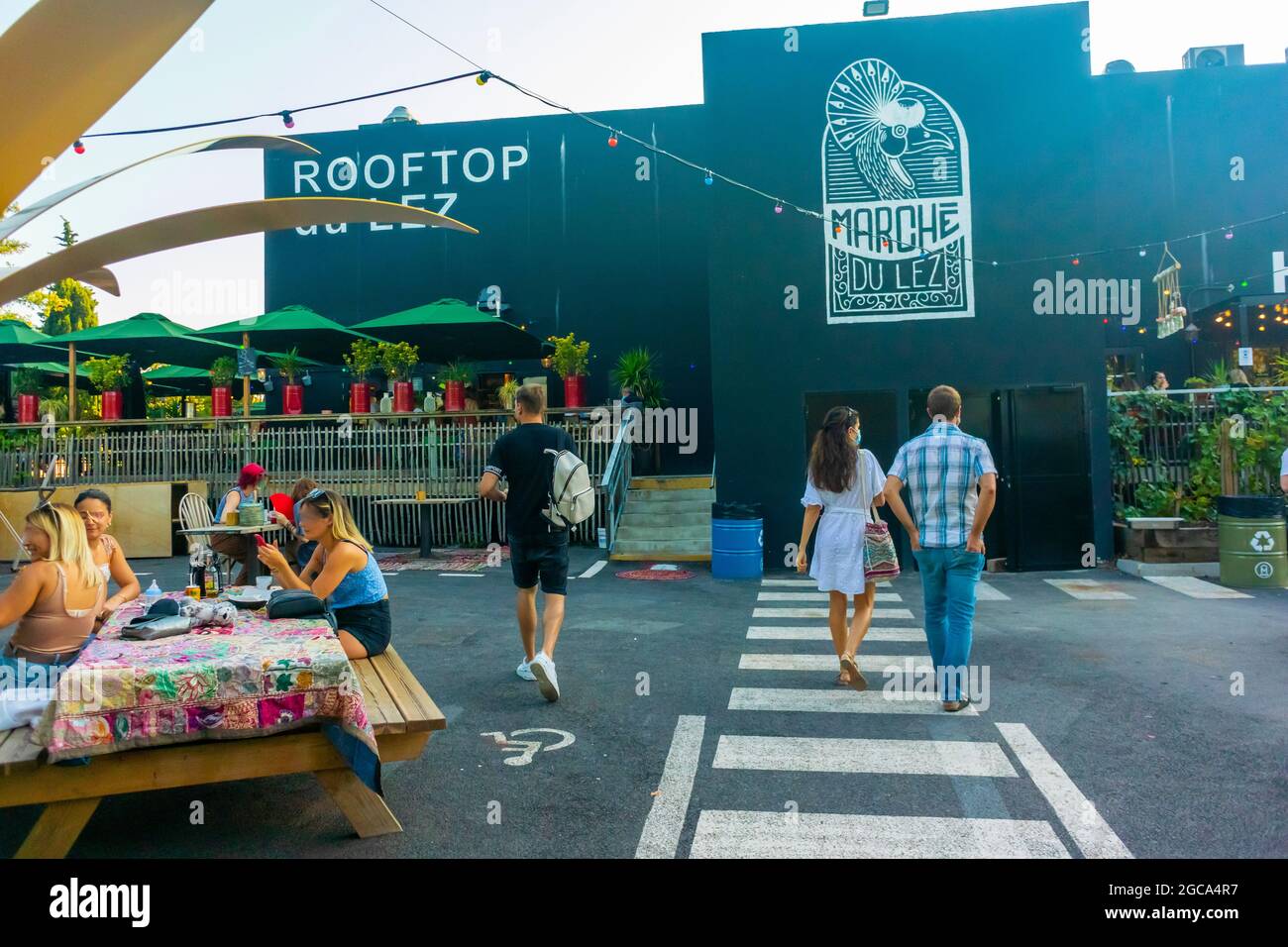 Montpellier, France, People Walking to French Bistro Restaurant ...