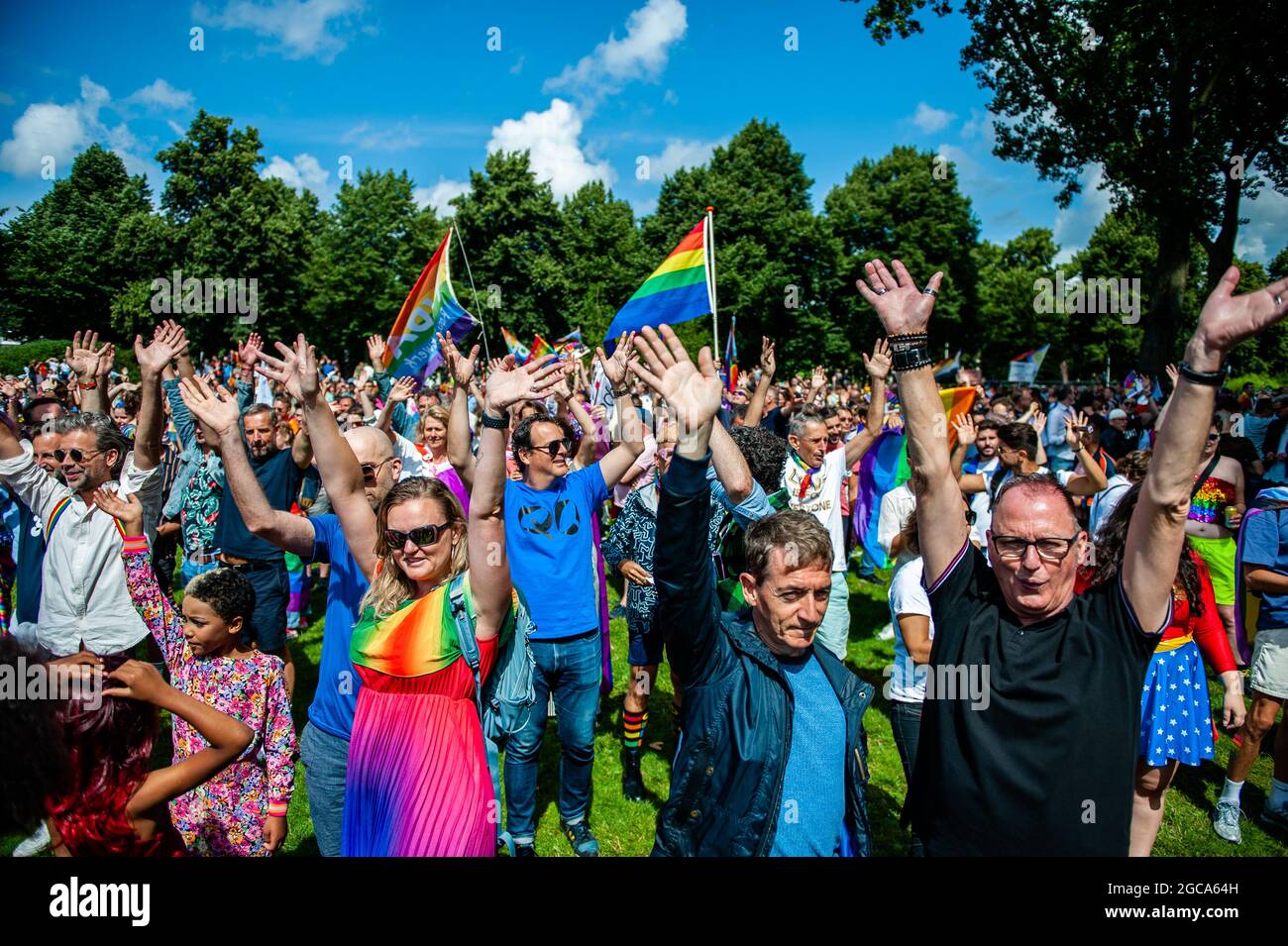 Amsterdam, Netherlands. 07th Aug, 2021. Thousands of protesters raise ...