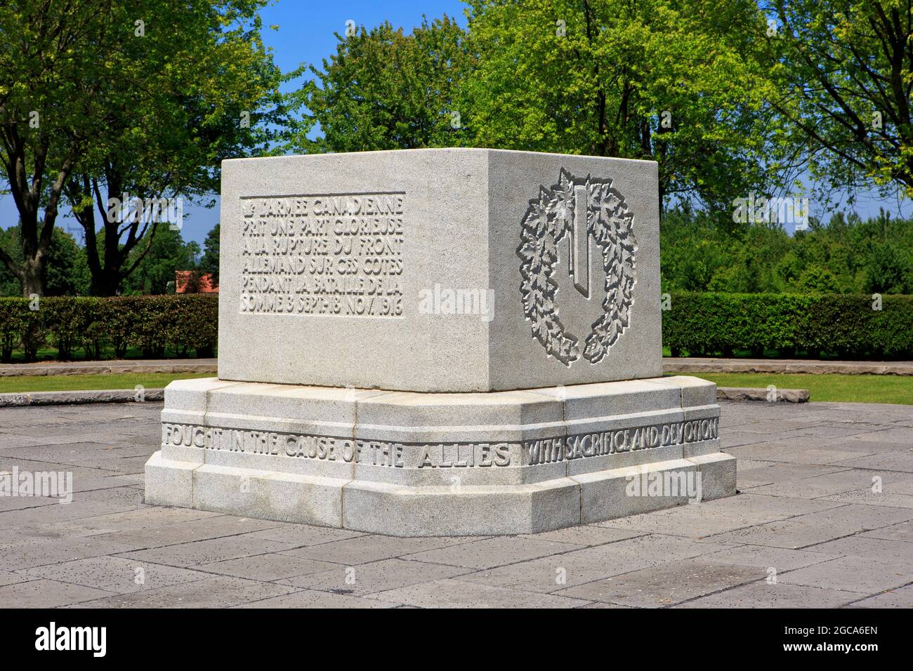 The World War I Canadian Memorial at Courcelette (Somme), France Stock ...